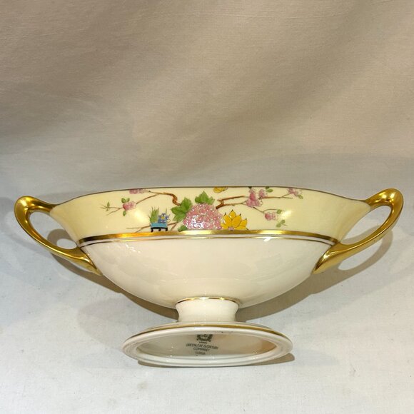 Lenox | Accents | Vtg Lenox Porcelain Oval Pedestal Compote Bowl Gold ...